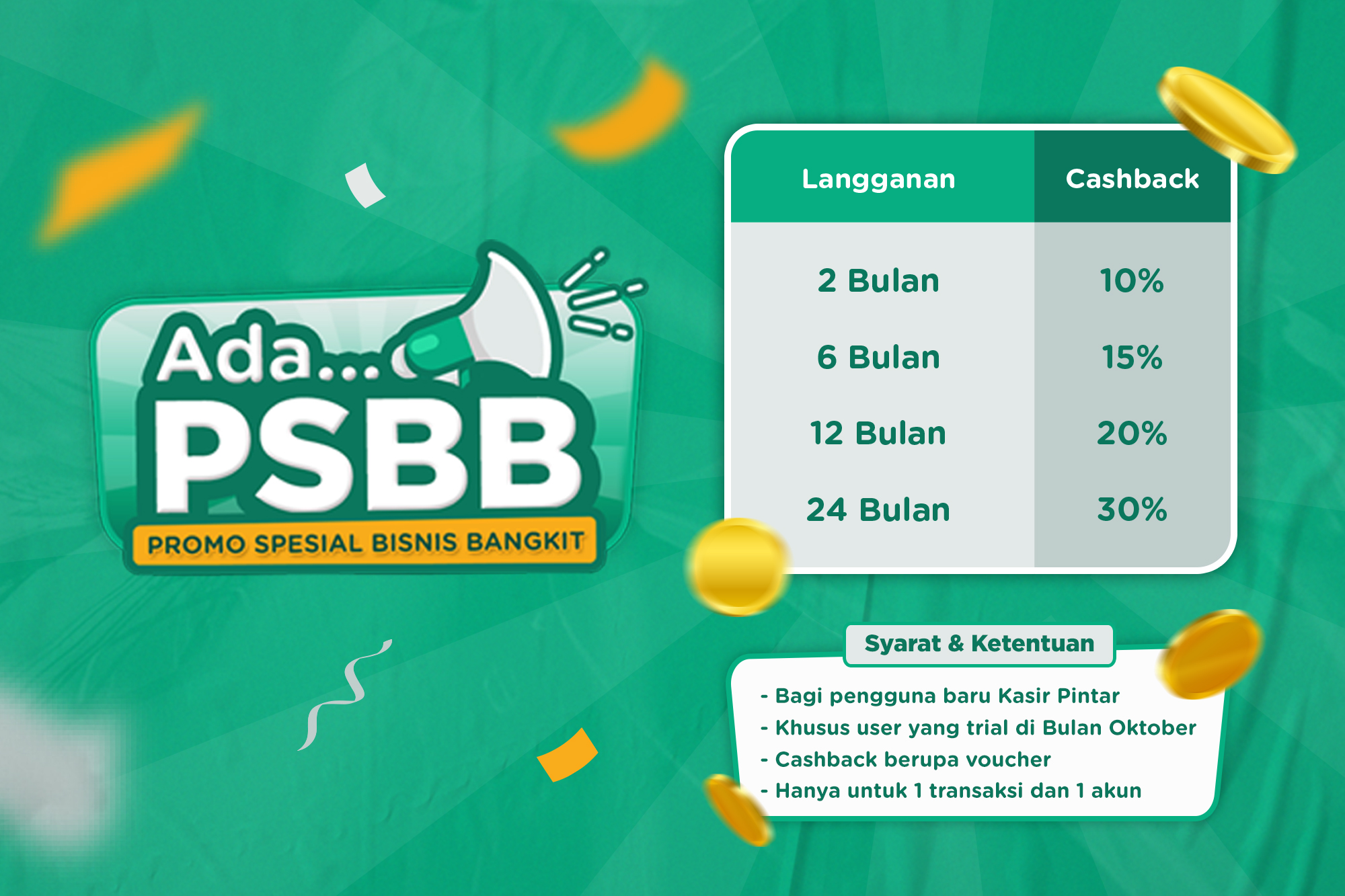 Promo PSBB (Promo Spesial Bisnis Bangkit) Kasir Pintar Cashback up to ...